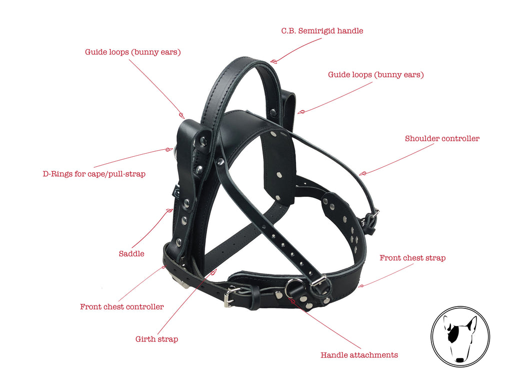 Standard Leather Guide Dog Harness with Fixed Semi Rigid Handle– Yupcollars