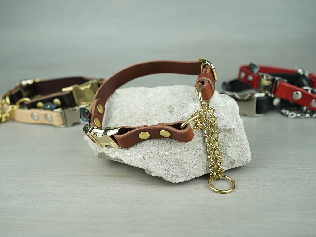 Adjustable Leather Martingale Dog Collar with Quick Release Buckle ...