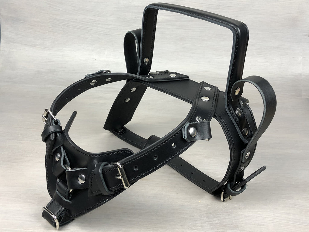 Standard Y Front Leather Guide Dog Harness with Fixed Rigid Handle ...