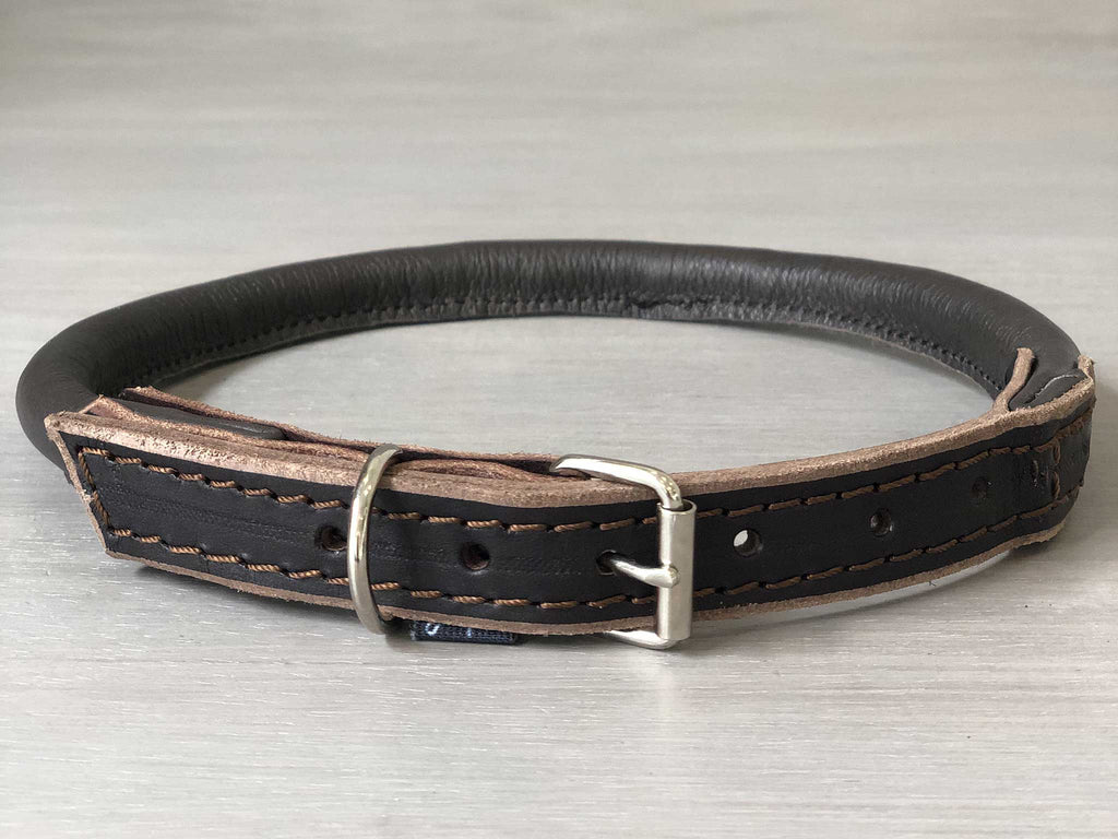 Rolled Leather Classic Dog Collar With Roller Buckle– Yupcollars