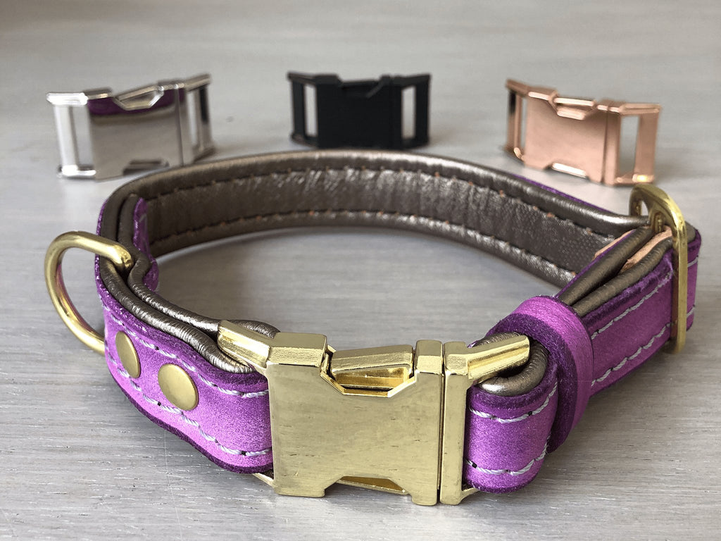 Padded Quick Release Leather Dog Collar With Custom Color and Hardware ...