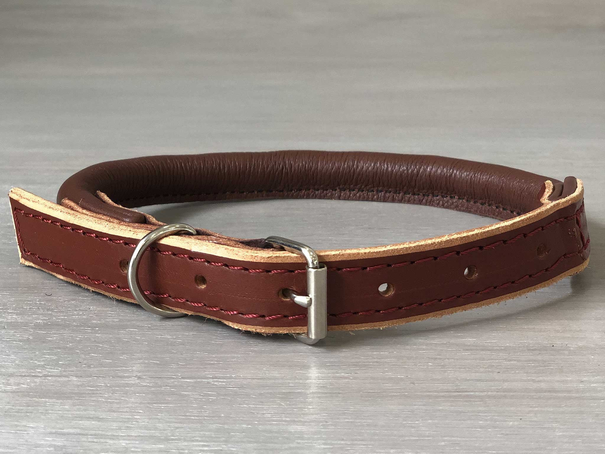 Rolled Leather Classic Dog Collar With Roller Buckle– Yupcollars