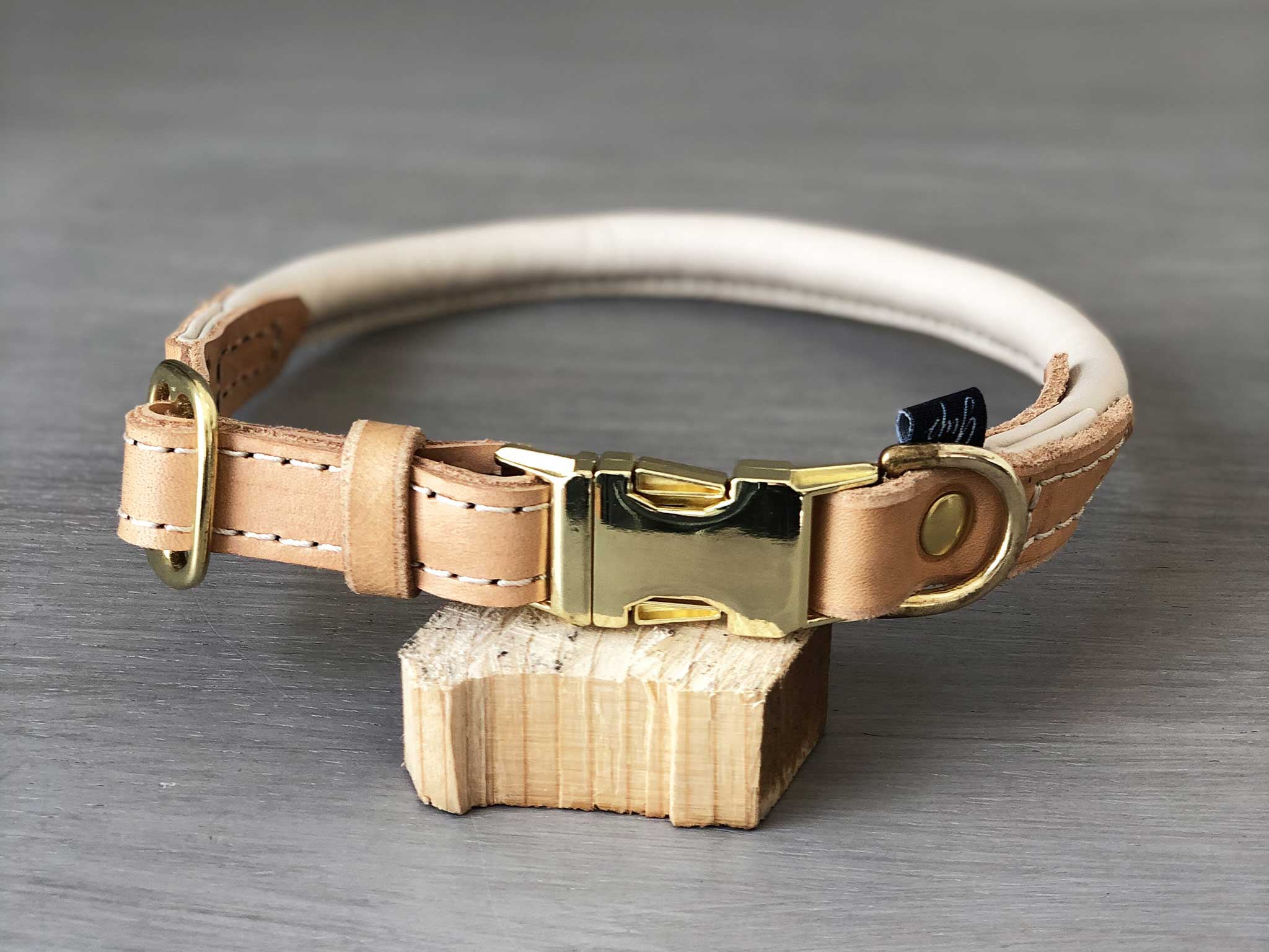 Bicolored Rolled Leather Quick Release Dog Collar With Customizable Ha ...